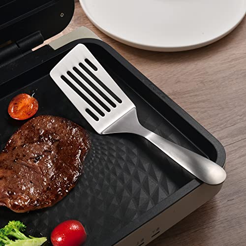 IMEEA Metal Spatulas Set SUS304 Stainless Steel Griddle Spatula Slotted Hamburger Turner Flat Top Grill Spatula for Cooking 10-Inch