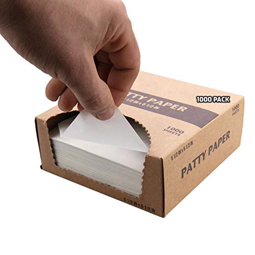 [1000 PACK] Dry Wax Burger Patty Liner Paper 5.5 x 5.5 Inches - Square Patty Papers, Hamburger Patty Papers, Cookies and more!