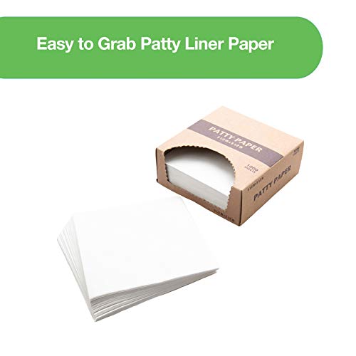 [1000 PACK] Dry Wax Burger Patty Liner Paper 5.5 x 5.5 Inches - Square Patty Papers, Hamburger Patty Papers, Cookies and more!