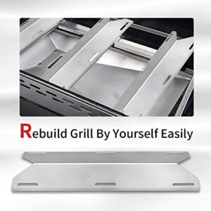 SP1231 (4-pack) Stainless Steel Heat Plate, Heat Shield, Heat Tent, Burner Cover, Vaporizor Bar, and Flavorizer Bar for Costco Kirland, Glen Canyon, Jenn-air, Nexgrill, Sterling Forge, Lowes Model Grills