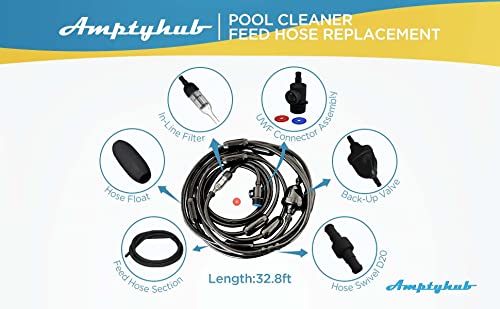 Amptyhub G6 Pool Cleaner Feed Hose Replacement for Zodiac Polaris 280 380 Black Max pool cleaner (Not compatiable With Polaris 360)