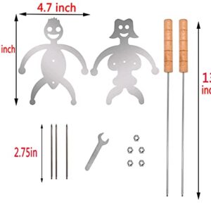 Women Men Shaped Funny Stainless Steel Barbecue Forks，Novelty Barbecue BBQ Tools, Barbecue Forks Accessories for Campfire, Bonfire and Grill,with Sticks Hot Dog Barbecue Fork (Men + Women