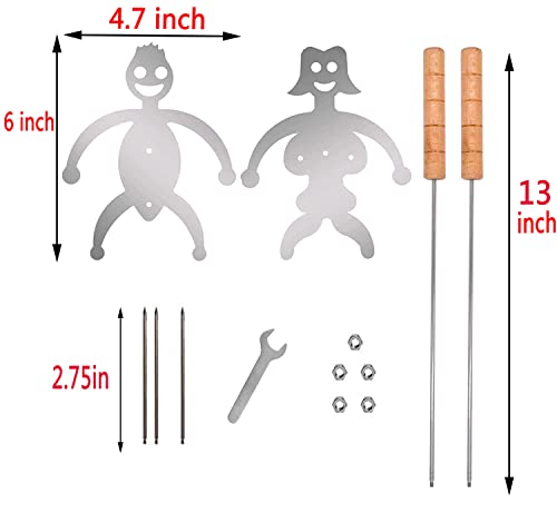 Women Men Shaped Funny Stainless Steel Barbecue Forks，Novelty Barbecue BBQ Tools, Barbecue Forks Accessories for Campfire, Bonfire and Grill,with Sticks Hot Dog Barbecue Fork (Men + Women