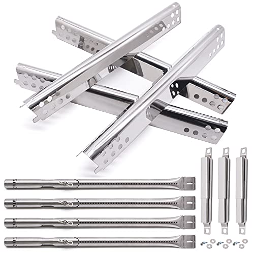 Grill Replacement Parts for Charbroil 463344015, 463343015, 463433016, 463240015, 463432215 Gas Grill, Stainless Steel Heat Plate Shields, Crossover Tubes Grill Burner for Charbroil 4 Burner Grill