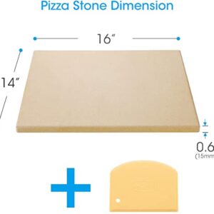 Unicook Large Pizza Stone 16 Inch, Heavy Duty Cordierite Pizza Grilling Stone, Bread Baking Stone, Thermal Shock Resistant Pizza Stone for Oven Grill, Baking Pizza, Bread, Cookie, Rectangular 16 x 14