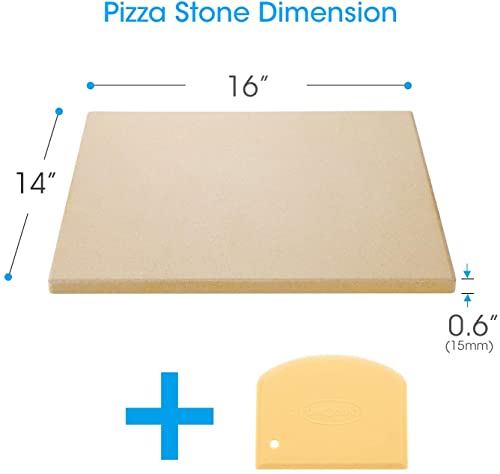 Unicook Large Pizza Stone 16 Inch, Heavy Duty Cordierite Pizza Grilling Stone, Bread Baking Stone, Thermal Shock Resistant Pizza Stone for Oven Grill, Baking Pizza, Bread, Cookie, Rectangular 16 x 14