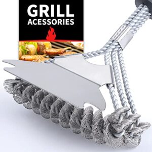 mirror flower grill brush and scraper bristle free – heavy duty 18″ grill cleaner brush bristle free & grill scraper – bbq accessories grill brush for outdoor grill – bbq brush–gifts for grill wizard