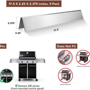 QuliMetal Stainless Steel Flavor Bars and Heat Deflector for Weber Genesis 300 Series Grills (2011-2016), 17GA, Stainless Steel, Replacements for Weber 7620 7621 65505 7622