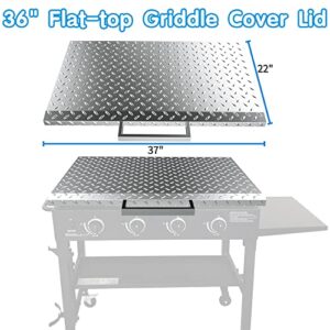 Griddle Hard Cover Lid for 36-Inch Blackstone 4-Burner Flat Top Gas Grill Cooking System, Diamond Plate Stainless Steel Blackstone Griddle Accessory