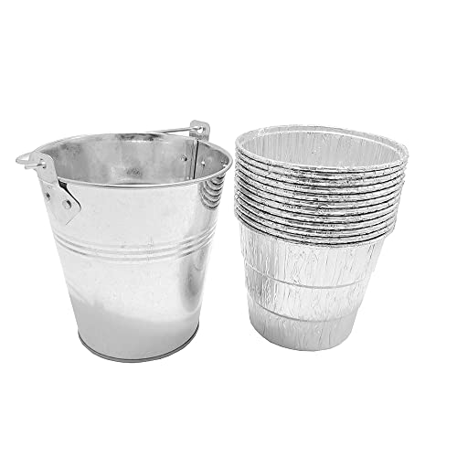 Drip Grease Bucket & 12 -Pack Disposable Foil Liners for Traeger,Pit Boss,Rec Tec Wood Pellet Grills & Smokers