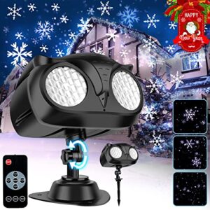 christmas snowflake projector lights outdoor with remote control, christmas projector lights outdoor/indoor ip65 waterproof, christmas snowflake projector lights outdoor gifts for holiday, xmas, party