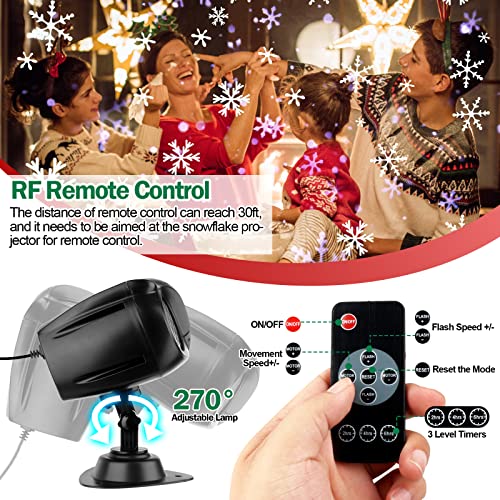 Christmas Snowflake Projector Lights Outdoor with Remote Control, Christmas Projector Lights Outdoor/Indoor Ip65 Waterproof, Christmas Snowflake Projector Lights Outdoor Gifts for Holiday, Xmas, Party