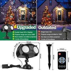 Christmas Snowflake Projector Lights Outdoor with Remote Control, Christmas Projector Lights Outdoor/Indoor Ip65 Waterproof, Christmas Snowflake Projector Lights Outdoor Gifts for Holiday, Xmas, Party