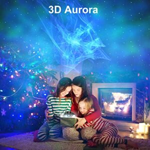 Star Projector, 4 in 1 Galaxy Projector with 3D Northern Lights, Nebula, Green Stars & Remote Control, Star Projector Galaxy Light,Gift for Kids/Birthdays/Christmas/Halloween(White)