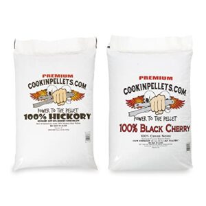 cookinpellets black cherry smoker smoking hardwood wood pellets, 40 pound bag bundle with cookinpellets premium hickory grill smoker smoking wood pellets, 40 pound bag