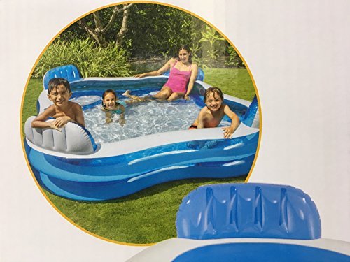 Family Swimming Pool, Inflatable Large Swim Center with 4 Built-in Seats for Children Adults, Thick Kiddie Paddling Pool for Summer Party Supply