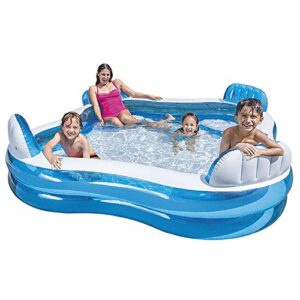 Family Swimming Pool, Inflatable Large Swim Center with 4 Built-in Seats for Children Adults, Thick Kiddie Paddling Pool for Summer Party Supply