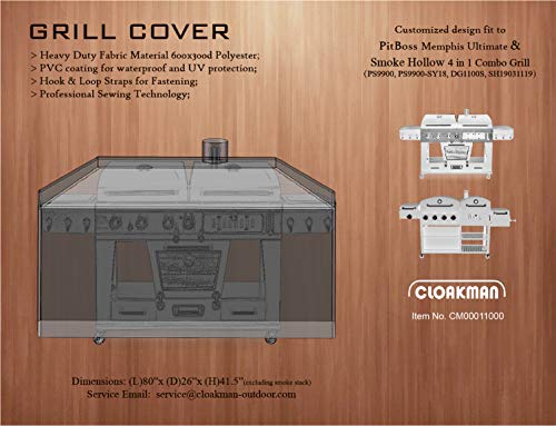 Cloakman Premium Heavy-Duty Series Pit Boss Memphis Ultimate Grill Cover and Smoke Hollow PS9900-SY18 DG1100S 4in1 Combo Grill Cover GC7000