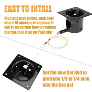 Hisencn Porcelain-Enameled Fire Burn Pot and Hot Rod Ignitor Kit Replacement Parts for Pit Boss and Traeger Pellet Grill with Screws and Fuse