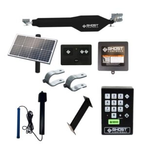 ghost controls heavy duty 30w single solar automatic gate opener wireless access bundle