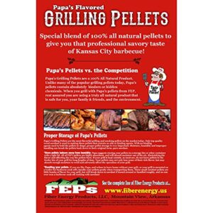 Papa's Premium Quality Hardwood Pellets for Grilling and Smoking Meat, Poultry, and Seafood, Kansas City Blend, 40 Pound Bag