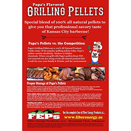 Papa's Premium Quality Hardwood Pellets for Grilling and Smoking Meat, Poultry, and Seafood, Kansas City Blend, 40 Pound Bag