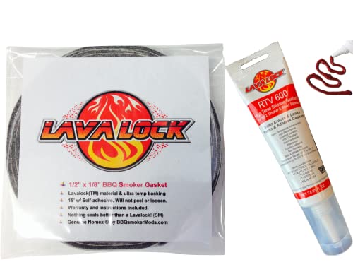 LavaLock® Self Stick PRO Pack: 1/2" x 1/8" Grey Compatible with Nomex BBQ Smoker Gasket w/RTV Charcoal Grill Seal