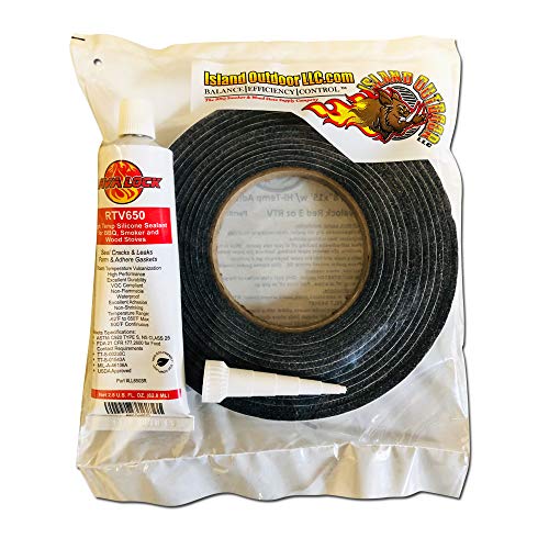 LavaLock® Self Stick PRO Pack: 1/2" x 1/8" Grey Compatible with Nomex BBQ Smoker Gasket w/RTV Charcoal Grill Seal