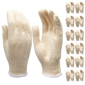 eblaelel safety gloves white cotton bbq heat liners grilling work glove men cooking women knitted cotton pack of 12