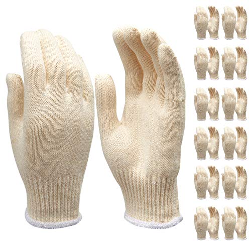 EBLAELEL Safety gloves white cotton bbq heat liners grilling work glove men cooking women knitted cotton Pack of 12