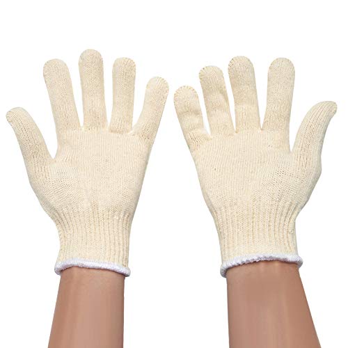 EBLAELEL Safety gloves white cotton bbq heat liners grilling work glove men cooking women knitted cotton Pack of 12