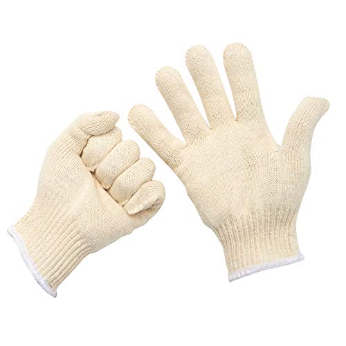 EBLAELEL Safety gloves white cotton bbq heat liners grilling work glove men cooking women knitted cotton Pack of 12