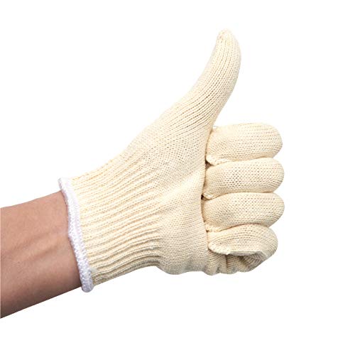 EBLAELEL Safety gloves white cotton bbq heat liners grilling work glove men cooking women knitted cotton Pack of 12