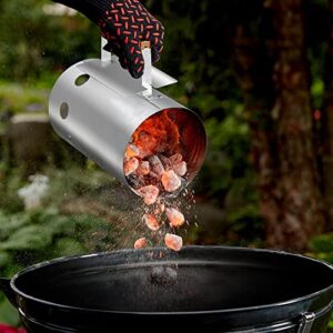 Mr. Bar-B-Q Galvanized Charcoal Chimney Starter. Easy & Safe Fire Starter Without Lighter Fluid