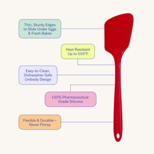 GIR: Get It Right Premium Silicone Spatula Turner | Heat-Resistant up to 550°F | Nonstick Large Pancake Flipper, Egg Spatula, Kitchen Spatula | Ultimate - 13 IN, Red