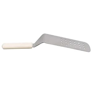 Dexter Stainless Steel Perforated Turner with White Polypropylene Handle - 8"L Blade