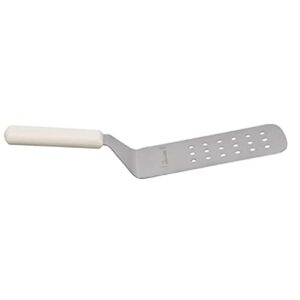 Dexter Stainless Steel Perforated Turner with White Polypropylene Handle - 8"L Blade