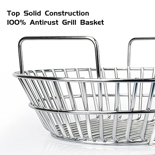 Charcoal Basket,14 Inches Stainless Steel Ash Basket Big Green Egg Accessories, Grill Ash Basket Fits for Big Green Egg Large