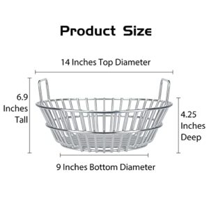 Charcoal Basket,14 Inches Stainless Steel Ash Basket Big Green Egg Accessories, Grill Ash Basket Fits for Big Green Egg Large