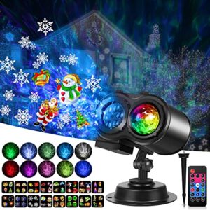 fastdeng christmas 2-in-1 ocean wave projector lights, led projector light with 16 slides patterns 10 colors waterproof indoor outdoor for xmas, halloween, thanksgiving, valentine’s day, etc. decor