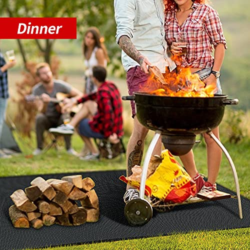 MAGORUI Fire Pit Mat (48 X 60in), Fireproof Mat for Grill, Stove, BBQ, Heat Resistant Fireproof Ember Mat, Fire-Resistant Grill Mat for Patio, Lawn, Suitable for Indoor and Outdoor Activities, Black