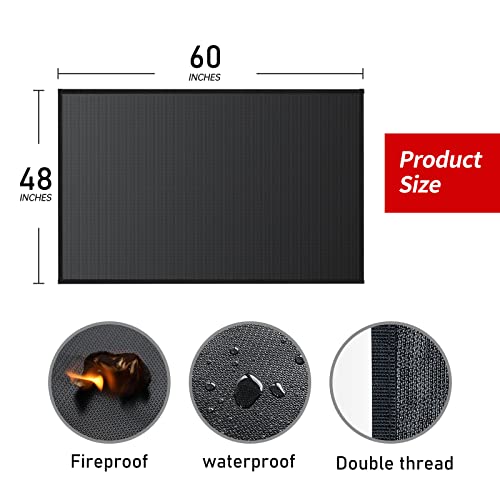 MAGORUI Fire Pit Mat (48 X 60in), Fireproof Mat for Grill, Stove, BBQ, Heat Resistant Fireproof Ember Mat, Fire-Resistant Grill Mat for Patio, Lawn, Suitable for Indoor and Outdoor Activities, Black