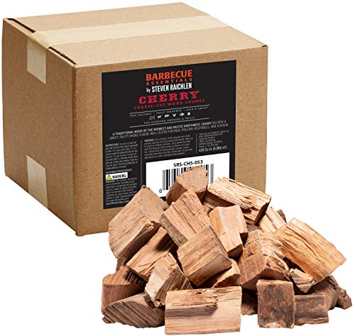 Steven Raichlen's Project Smoke Smoking Wood Chunks (Cherry)  - 5 Pound Bag Kiln Dried BBQ Large Cut Chips- All Natural Barbecue Smoker Chunks- 420 cu. in. (0.006m³) (May Receive in a Bag or Box)