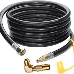 DOZYANT 12 Feet Propane Quick Connect Extension Hose with Propane Elbow Adapter Convertion Fitting for Blackstone 17 Inch or 22 Inch Griddle, Connect to RV Trailer with Quick-Connect Kit