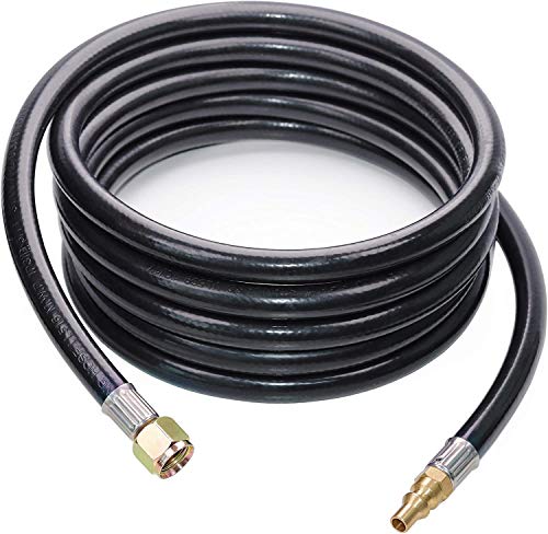 DOZYANT 12 Feet Propane Quick Connect Extension Hose with Propane Elbow Adapter Convertion Fitting for Blackstone 17 Inch or 22 Inch Griddle, Connect to RV Trailer with Quick-Connect Kit