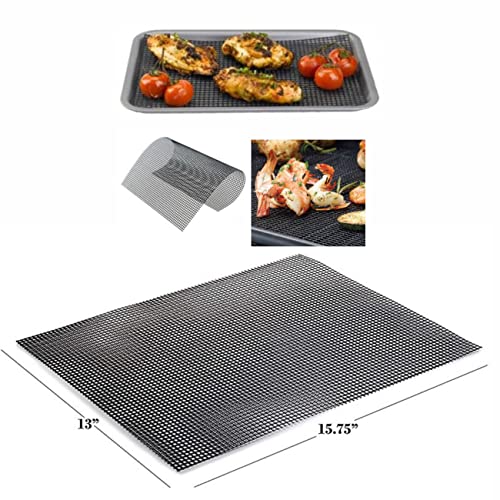 WPG Grill Mat Set of 6-100% Non-Stick BBQ Grill Mats, PFOA Free, Reusable and Easy to Clean, Works on Electric Grill Outdoor Gas Charcoal BBQ, Baking Mats, Heavy Duty (3Black 2Copper 1Mesh)