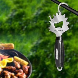 XIANGMIER Stainless Steel BBQ Grill Scraper- Grill Grate Cleaner- Barbecue Grill Brush Non-bristles Safer Than Wire Brush-Perfect BBQ Cleaning Tools-Works with Most Grill Grates (Black)