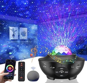 vercarnon galaxy projector star projector for bedroom, smart wifi galaxy night light projector with remote & phone app 10 color effects work with alexa & google asistant