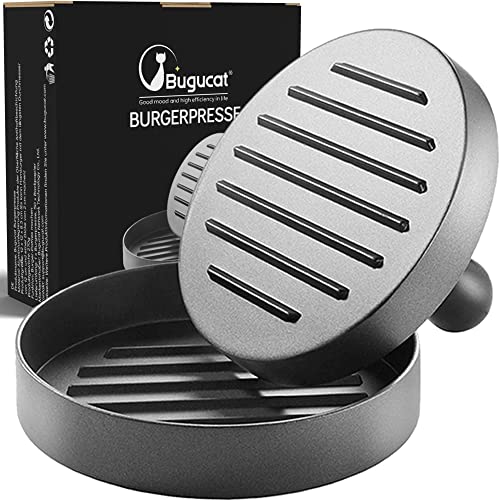 Bugucat Burger Press 50 Patty Papers Set - Non-Stick Hamburger Press Patty Maker Mold with Wax Patty Paper Sheets Meat Beef Pork Lamb Cheese Halal Nut Veg Veggie Burger Maker for BBQ Barbecue Grill