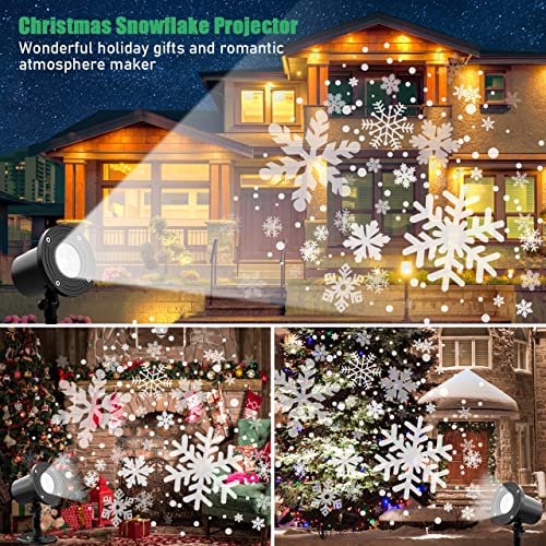 New 2023 Christmas Snowflake Projector Lights,Indoor Outdoor Waterproof LED Snowfall Projection Lamp for Christmas Theme Party, Holiday, Halloween, Home Birthday Party and Garden Xmas Decoration